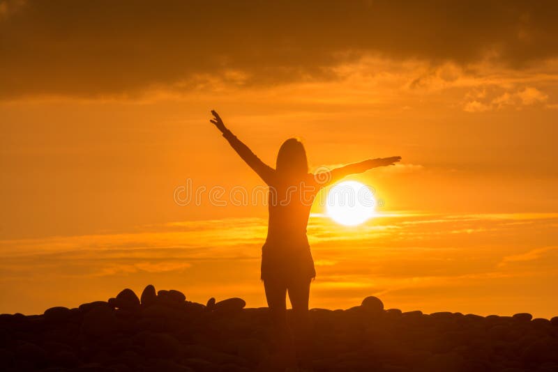 Girl Posing in Sunset on a Beach Holiday Stock Image - Image of girl ...