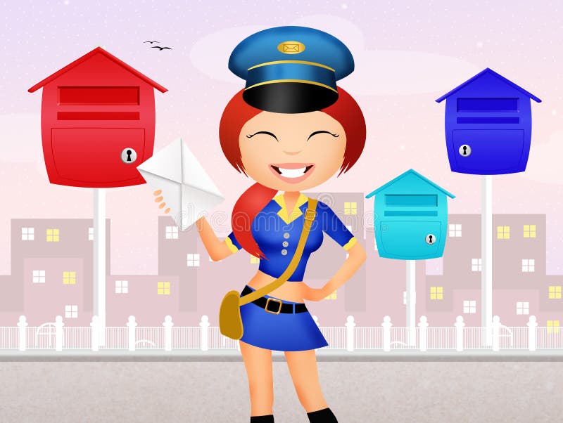 Girl postman stock illustration. Illustration of flag - 45419395