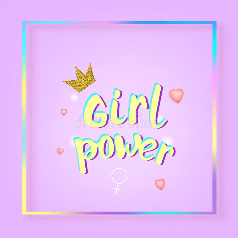Girl Power Card. Vector Illustration. Stock Vector - Illustration of ...