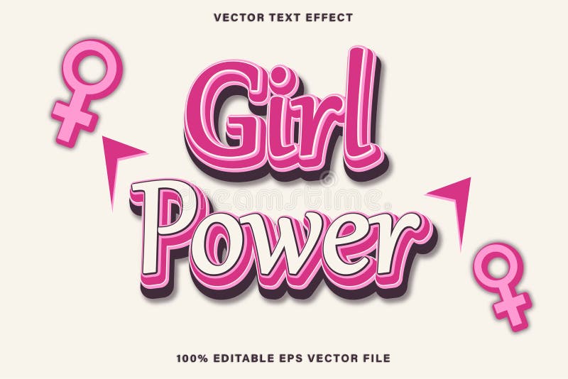 Girl Power 3d Text Effect Eps Editable Text Stock Vector - Illustration ...