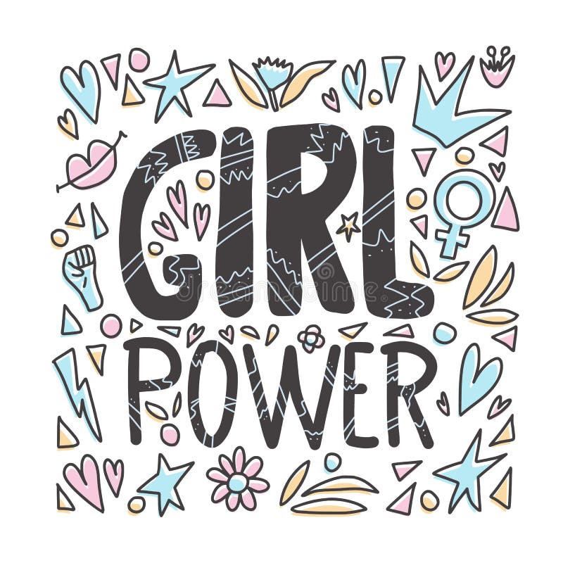 Girl Power Poster. Vector Concept Text with Decor. Stock Vector ...