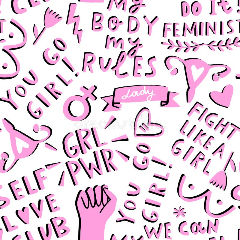 Vector Feminism Seamless Pattern. Feminist Movement Stock Vector ...