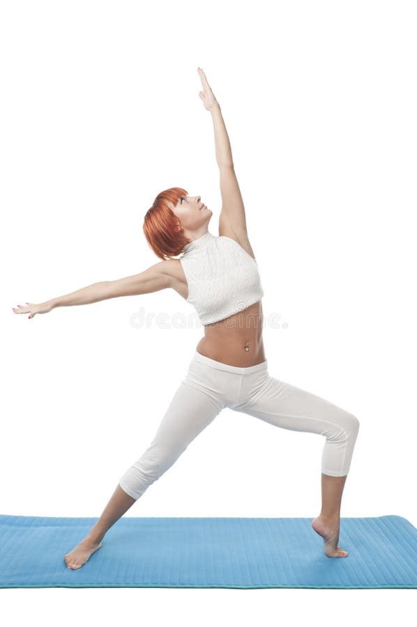 Pretty Girl Practicing Yoga in Studio Stock Photo - Image of casual ...