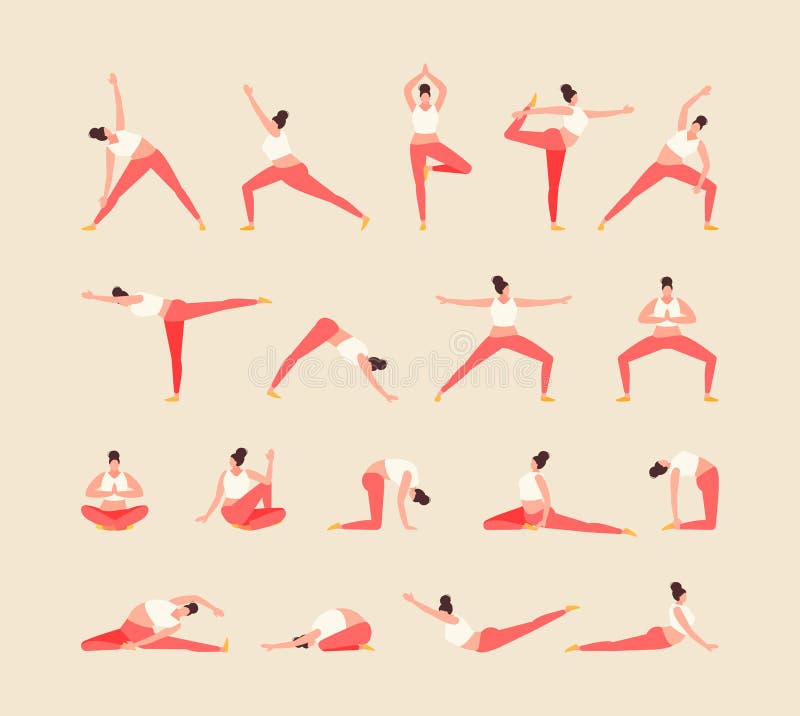 Girl Practicing Yoga Asanas Vector Stock Vector - Illustration of ...