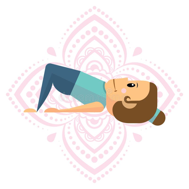Girl Practising Yoga in Table Pose. Vector Illustration Decorative ...
