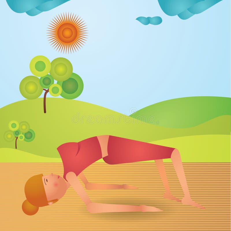 Girl Practising Yoga in Table Pose. Vector Illustration Decorative ...