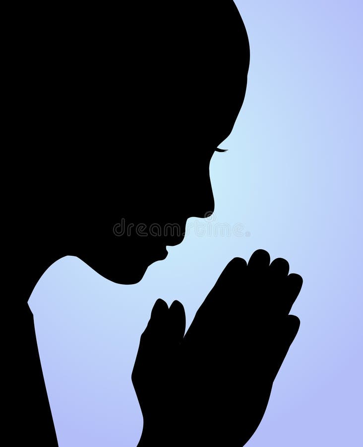Man Praying in Solitude and Shadows Stock Illustration - Illustration ...