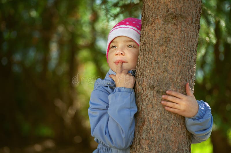 Girl-preschooler Hands Clasped Tree Stock Photo - Image of fingers ...