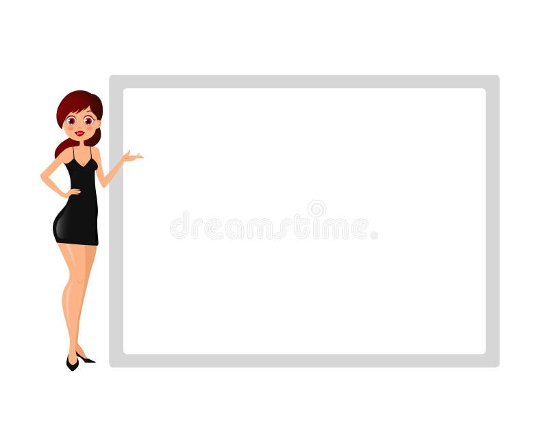 Girl with presenting stock illustration. Illustration of cartoon - 46278967