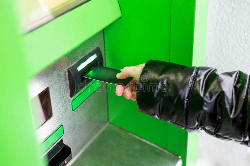 Girl Press ATM EPP Keyboard Stock Image - Image of economic, credit ...