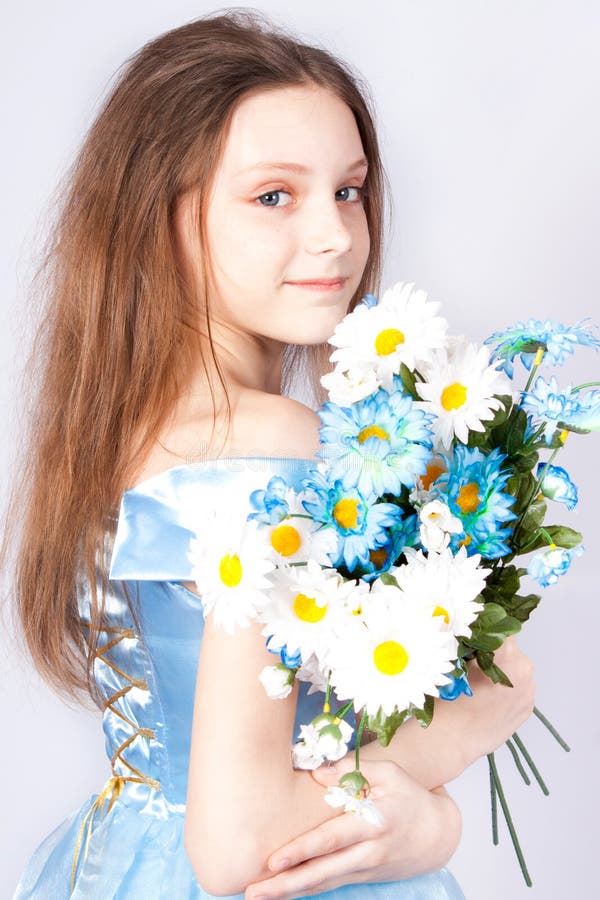Girl the Princess with a Bouquet. Stock Photo - Image of fairy ...