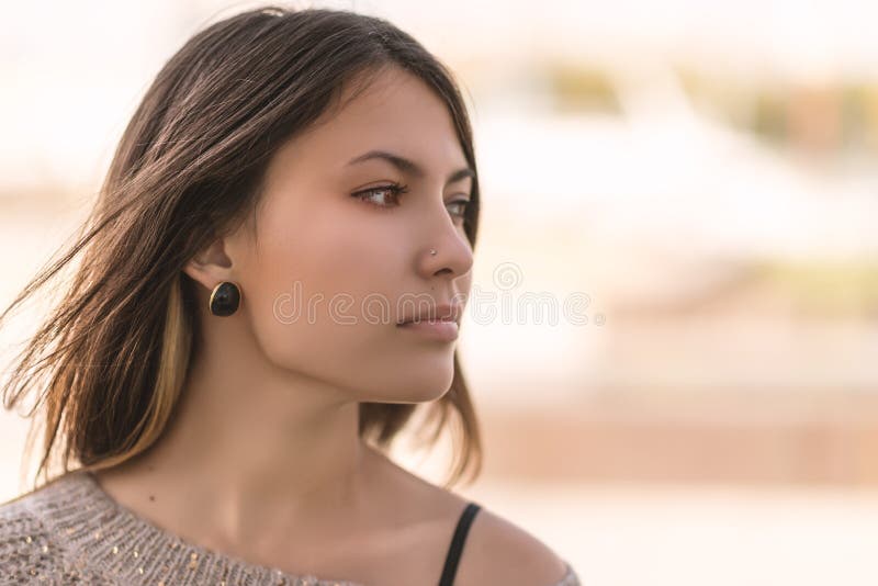 Girl in profile. stock photo. Image of attractive, cute - 57165076