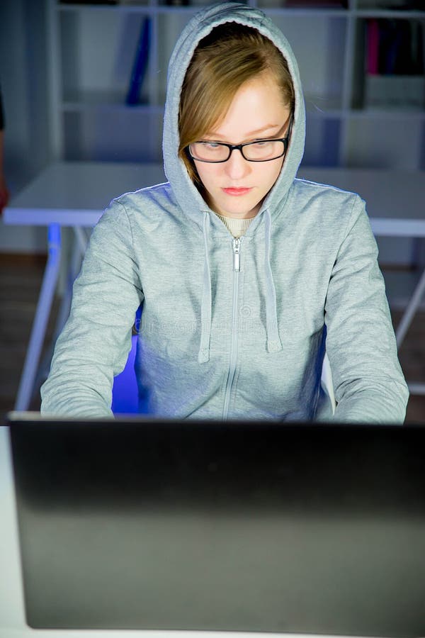 A girl programmer stock photo. Image of developer, monitor - 89678928