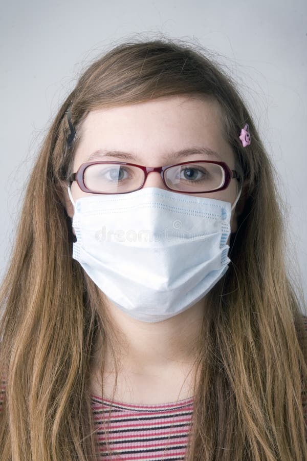 Girl with the Protective Mask Stock Image - Image of blond, curls: 11874341