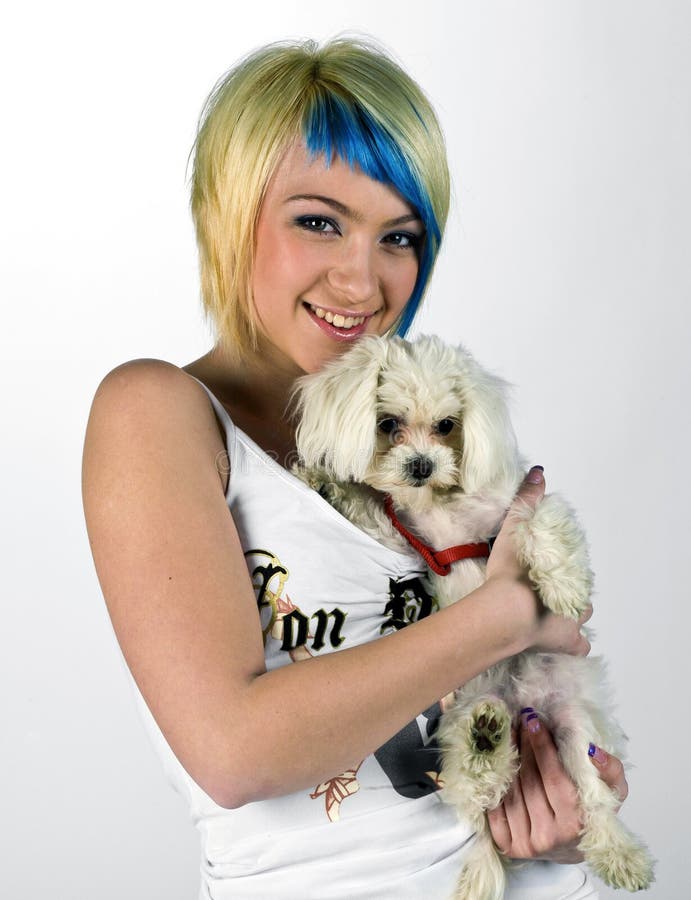 Girl with puppy stock image. Image of woman, portrait - 11070343
