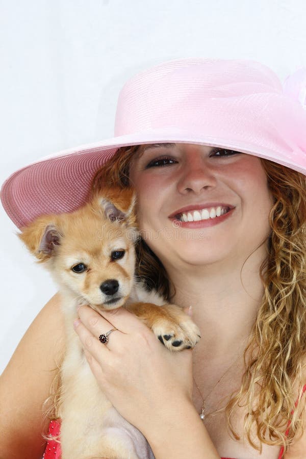 Girl with puppy stock image. Image of nature, smile, happiness - 7473643
