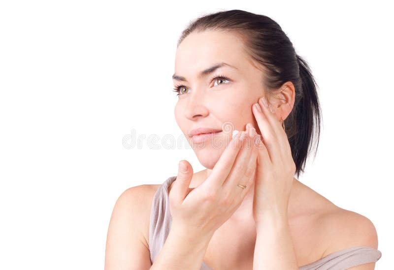 The Girl Put the Cream on Face Stock Image - Image of feminine, female ...