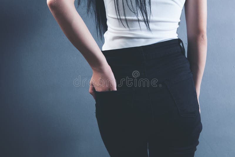 The Girl Put Her Hand in Her Back Pocket Stock Image - Image of ...
