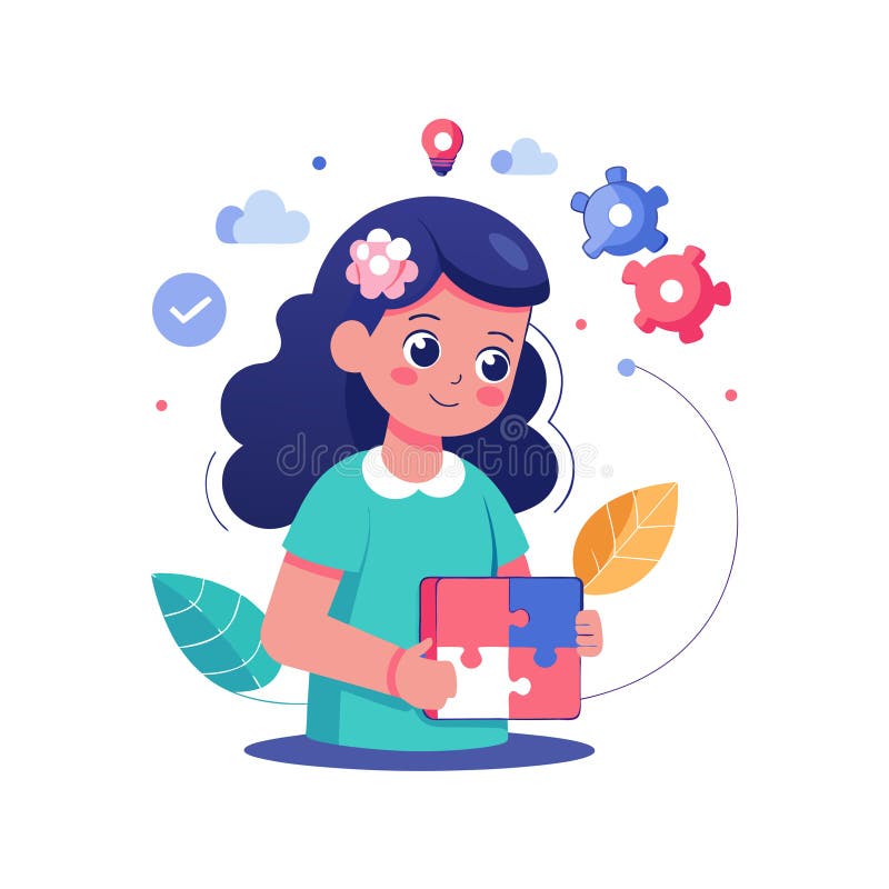 Girl with Puzzle, Brainstorming, Solution Concept, Problem Solving ...