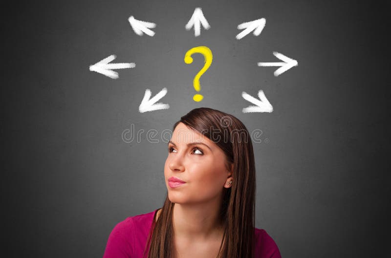 Girl with Question and Direction Concept Stock Photo - Image of idea ...