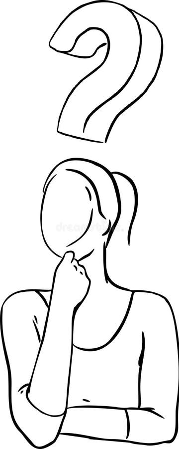 Girl, Question, Hand Draw Vector Illustration Art Stock Vector ...