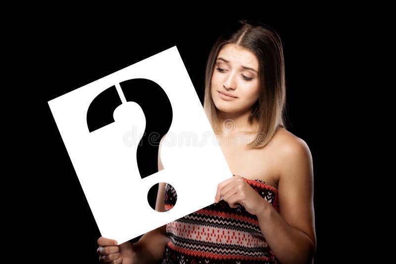 Girl with a Question Mark Sign Stock Image - Image of expression ...