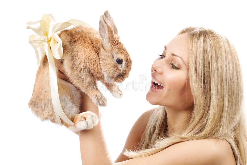 Bride with a rabbit stock photo. Image of happy, cute - 28967472