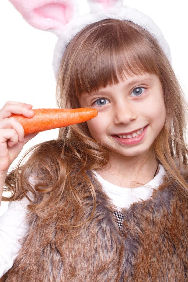 Girl with rabbit ears. stock photo. Image of smiling - 39252148