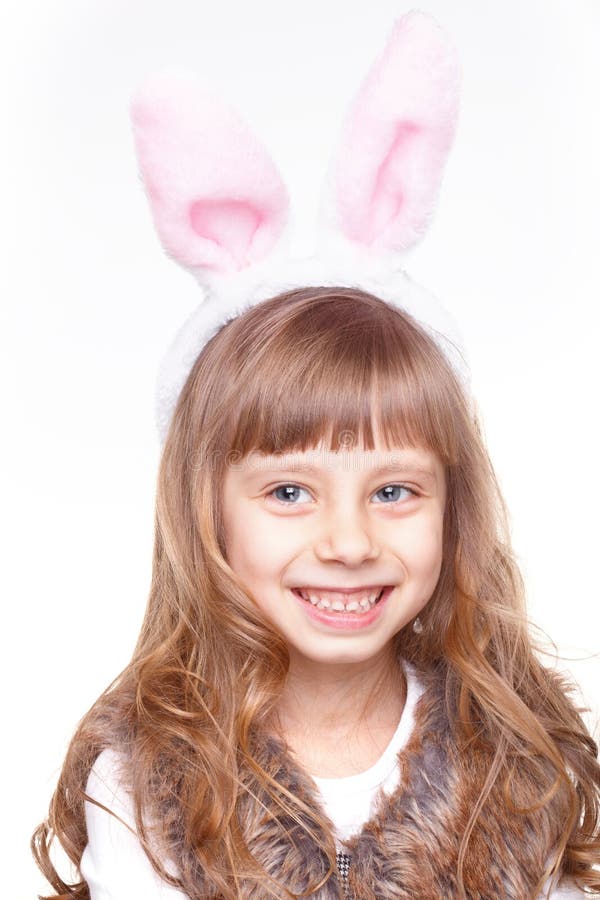 Girl with rabbit ears. stock photo. Image of feelings - 39252444