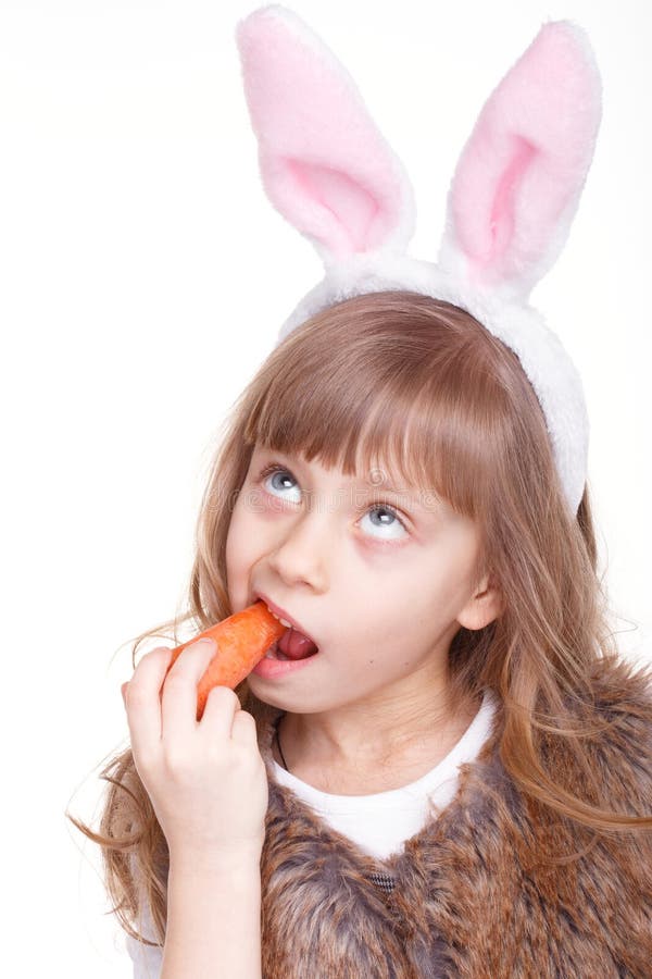 Girl with rabbit ears. stock image. Image of hair, smiling - 39252501