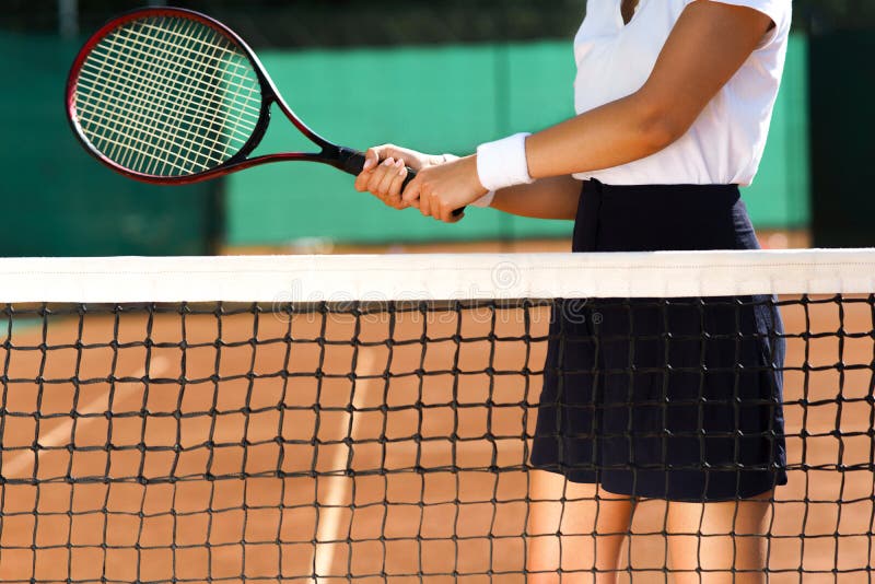 Girl with a Racket on the Tennis Court. Stock Photo - Image of racket ...