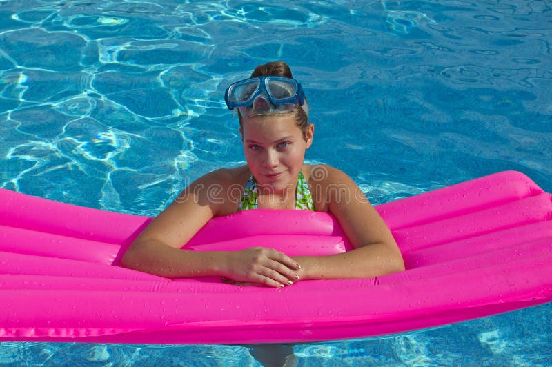 Girl with raft stock photo. Image of summer, bubbles - 20684380