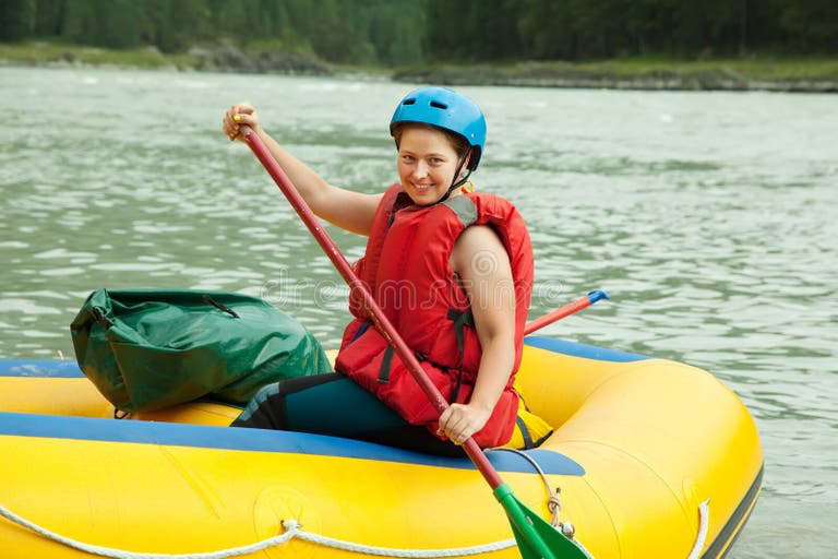Girl on the raft stock photo. Image of exercise, extreme - 20760334