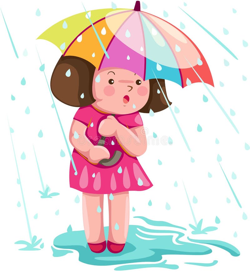 Girl in the Rain stock vector. Illustration of puddles - 1959323