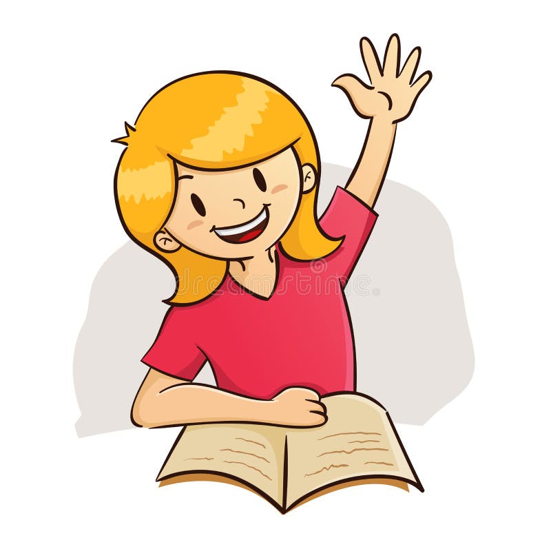 Cartoon Girl Raising Hand