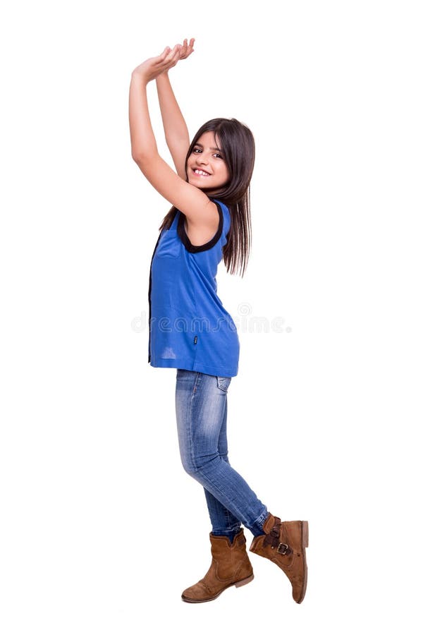 Girl raising hands stock image. Image of attractive, cute - 44375841