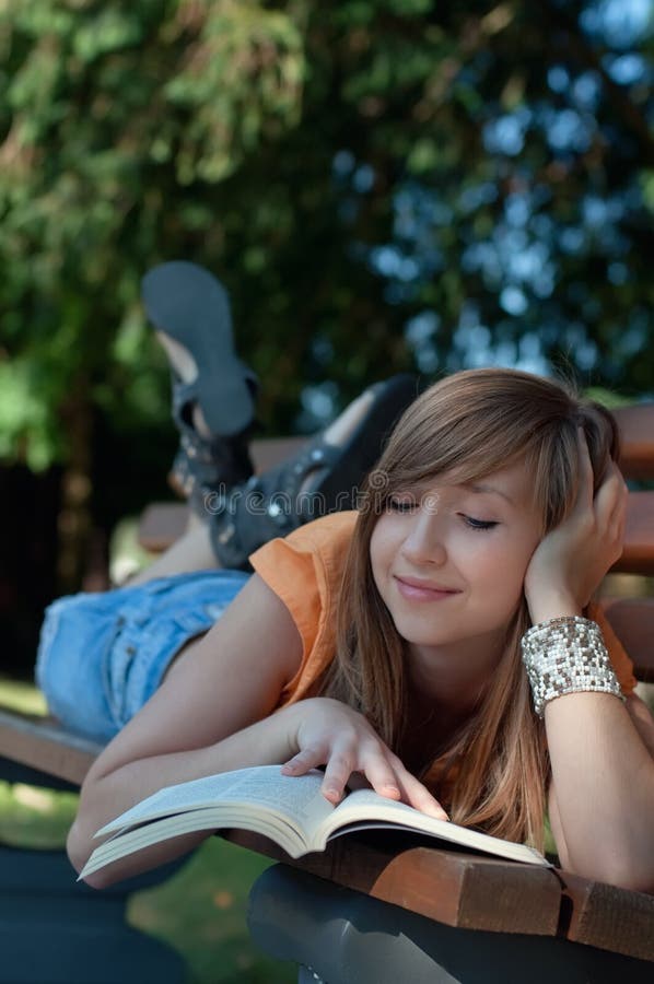 Girl read book stock photo. Image of beauty, nature, park - 15825768