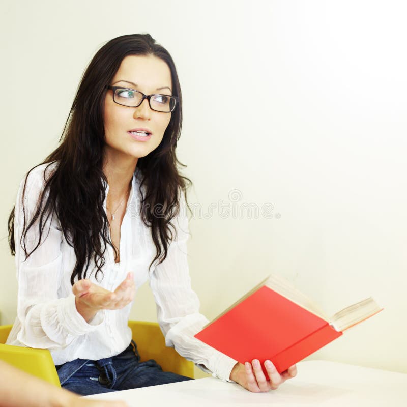 Girl read the book stock photo. Image of examining, discussion - 18707500