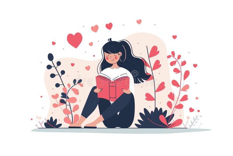 Girl Read Book. Education, Learning and Training. Cartoon Flat Vector ...