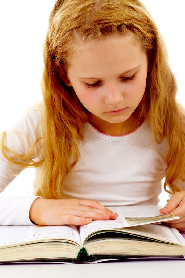 Little Girl is Reading a Book Stock Photo - Image of color, reading ...