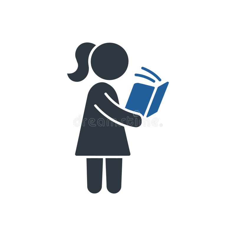 Girl Reading Aloud Book Icon Stock Vector - Illustration of book, girl ...