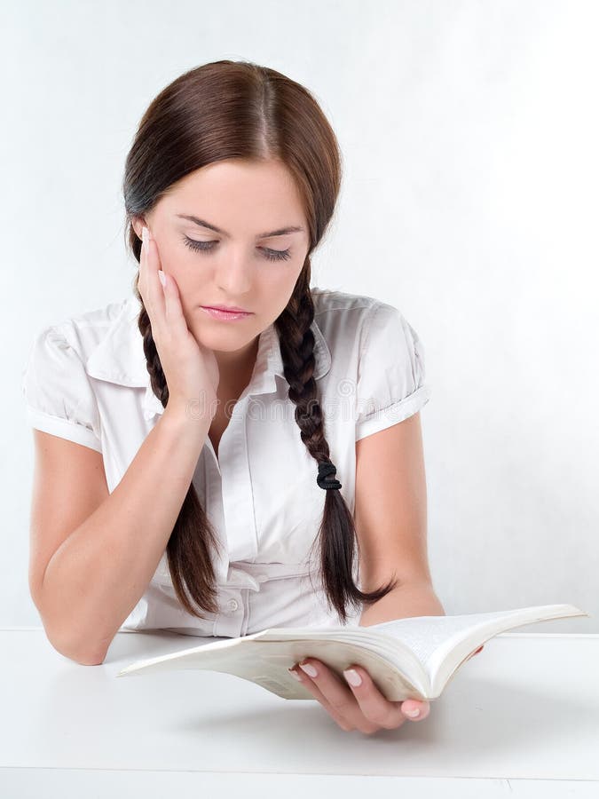 Girl reading a book stock photo. Image of woman, white - 17858362