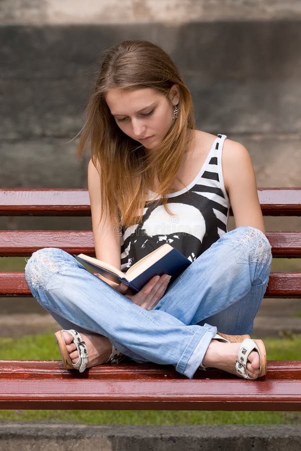 Girl reading book stock image. Image of summer, woman - 20599495