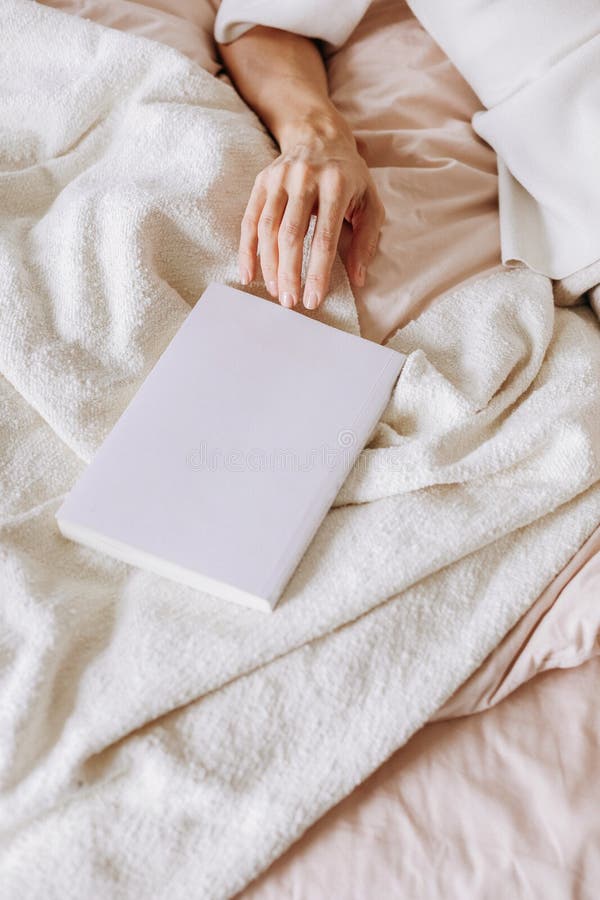 Girl Reading Book Bed Morning Weekend Alone Stock Image - Image of ...