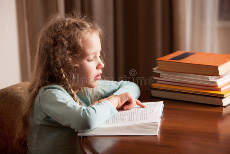 Girl reading book stock photo. Image of reading, elementary - 153195532