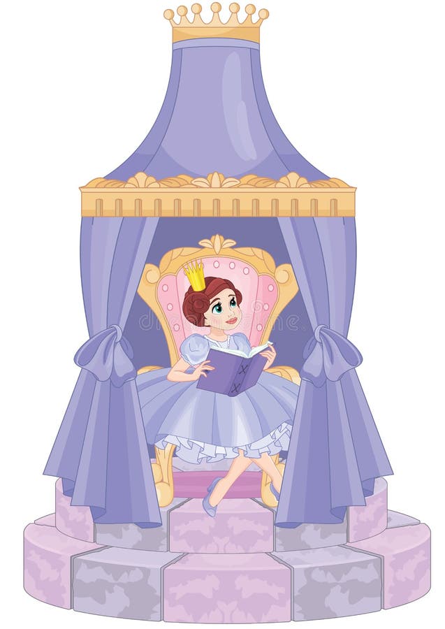 Magic Cute Cartoon Girl Princess Reading Book Stock Vector ...