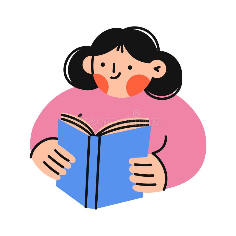 Girl Reading Book. Knowledge and Education Concept. Flat Vector ...