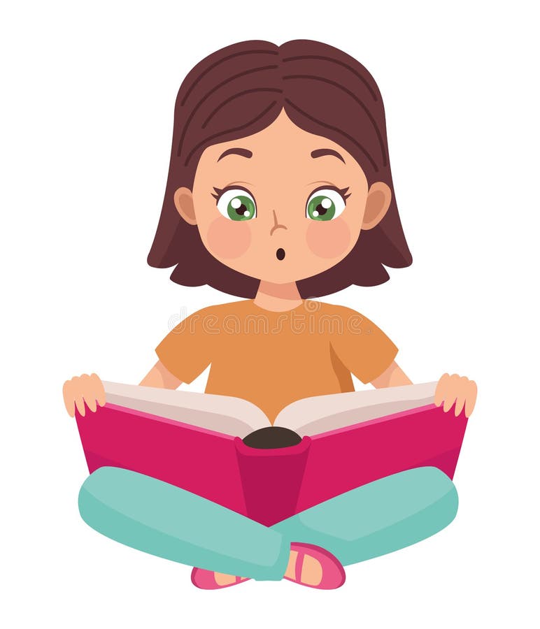 Girl reading book stock vector. Illustration of lady - 228736127