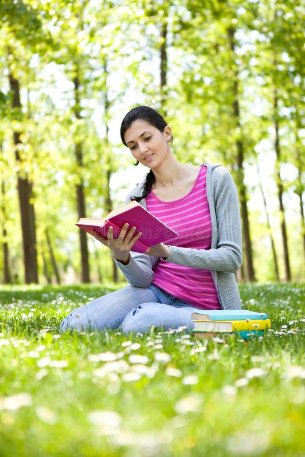 Girl Reading a Book Outdoor Stock Photo - Image of lifestyles, pretty ...