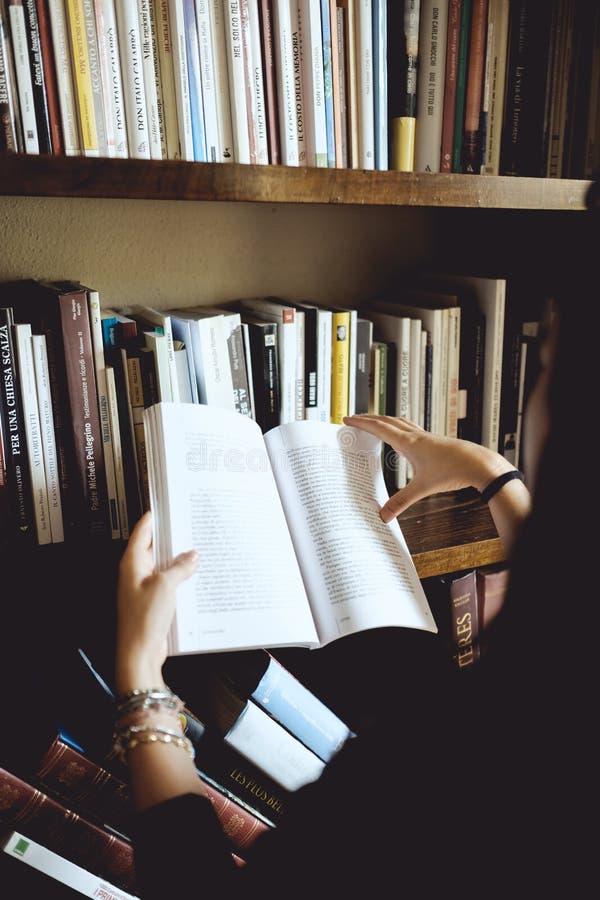 Reading in library stock image. Image of space, reading - 177726113